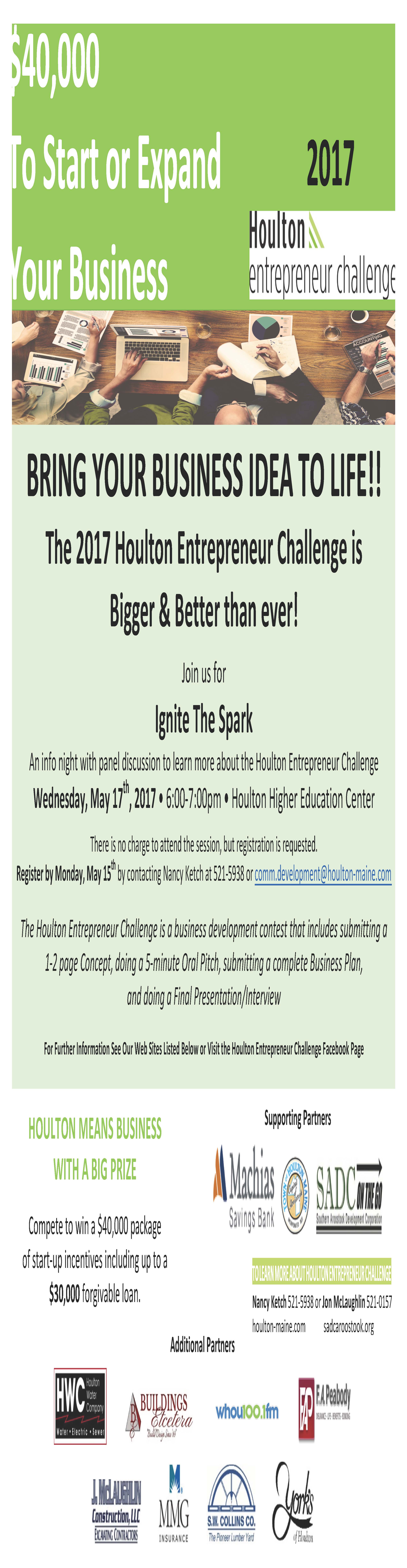 2017 Entrepreneur Challenge Info Flyer - Town of Houlton